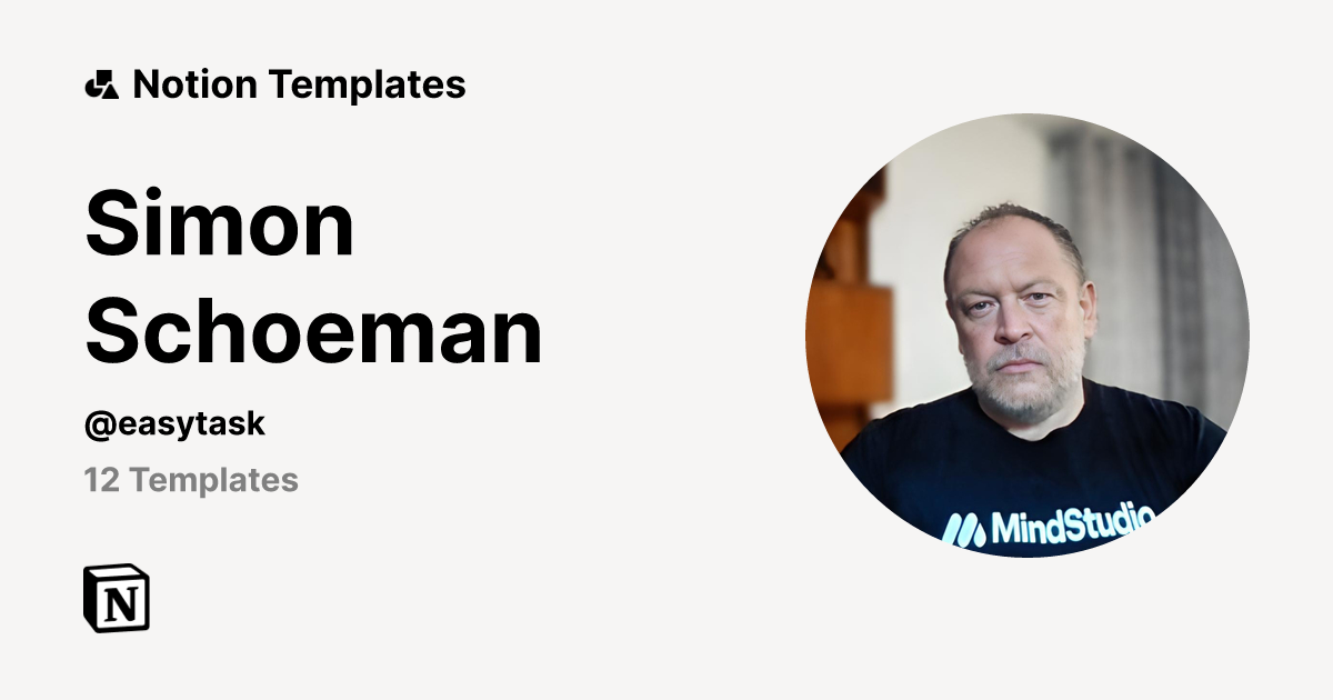 Simon Schoeman | Template Creator | Notion Marketplace