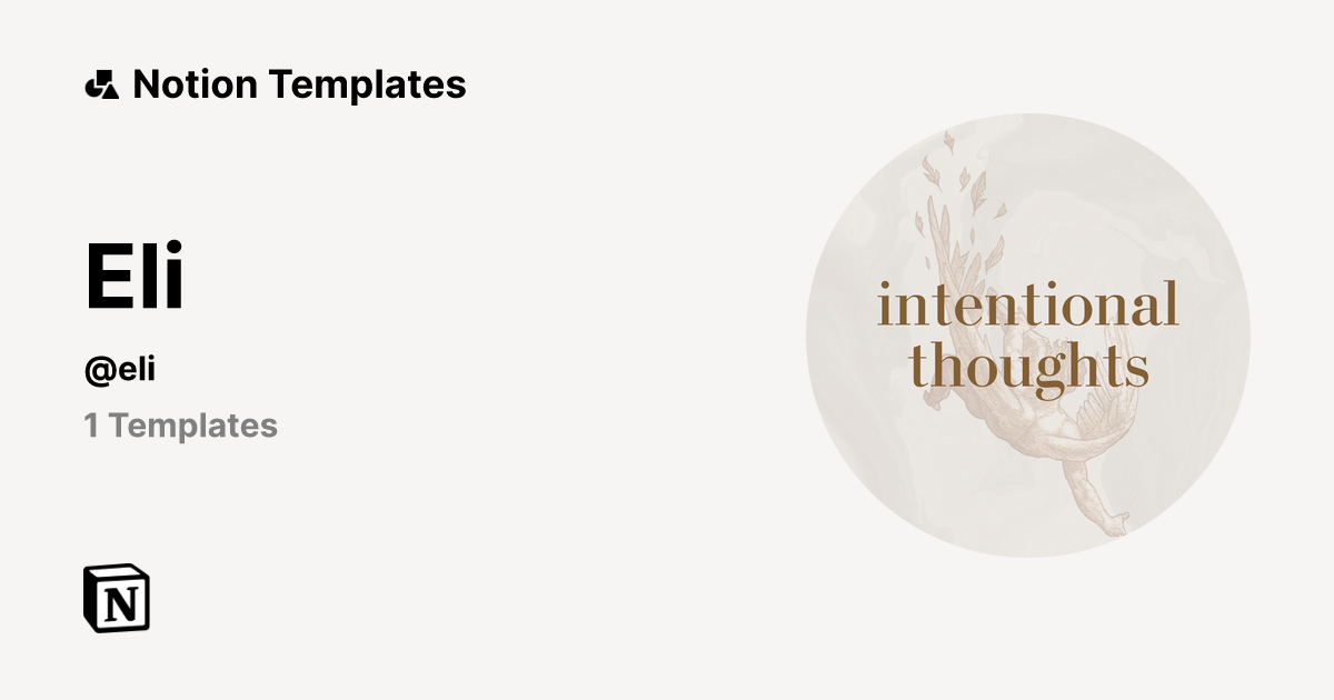 Eli | Template Creator | Notion Marketplace