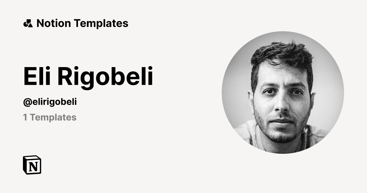 Eli Rigobeli | Template Creator | Notion Marketplace
