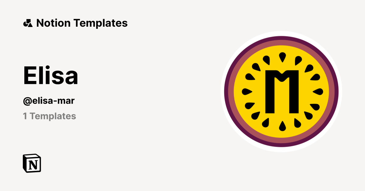 Elisa | Template Creator | Notion Marketplace