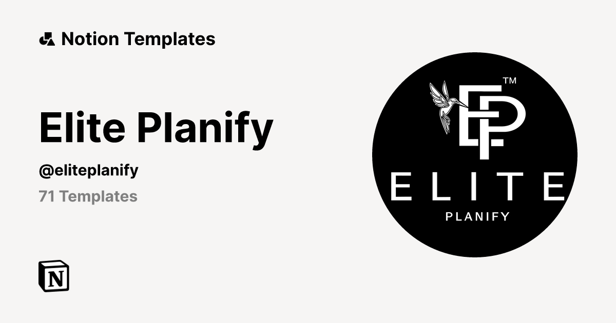 Elite Planify | Template Creator | Notion Marketplace