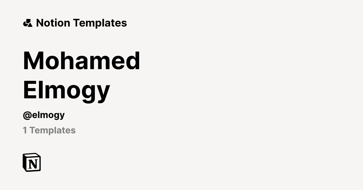 Mohamed Elmogy | Template Creator | Notion Marketplace