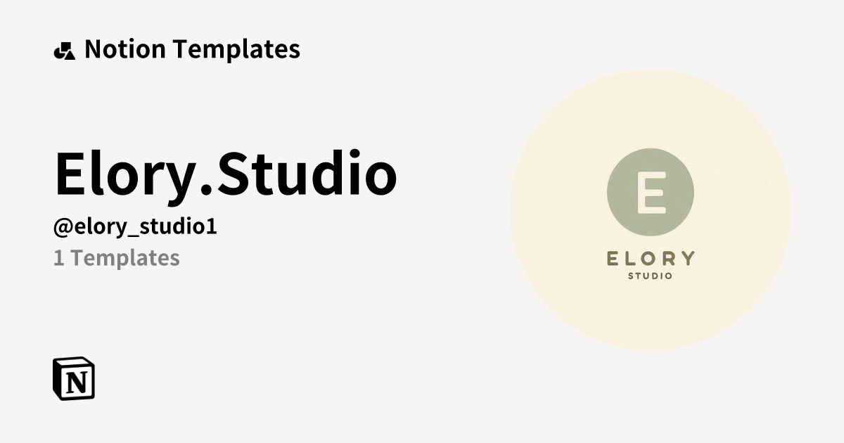 Elory.Studio | Template Creator | Notion Marketplace