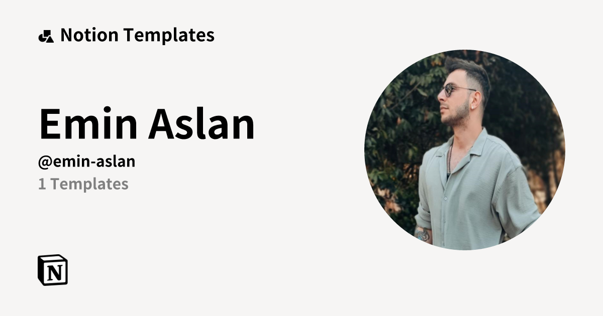 Emin Aslan | Template Creator | Notion Marketplace