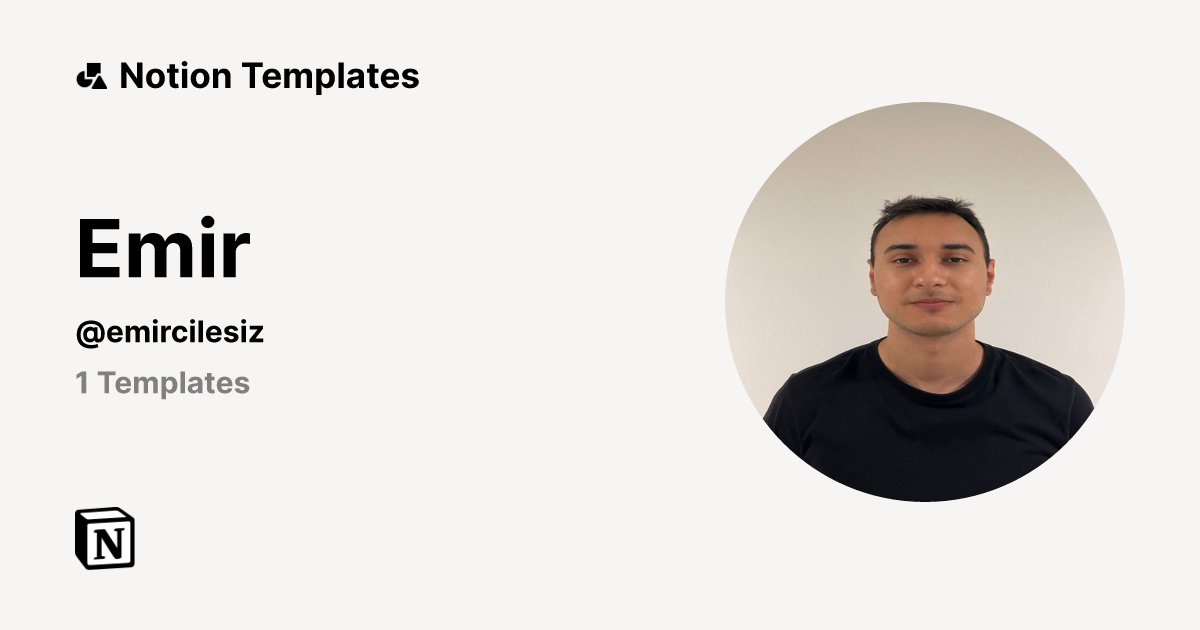 Emir | Template Creator | Notion Marketplace