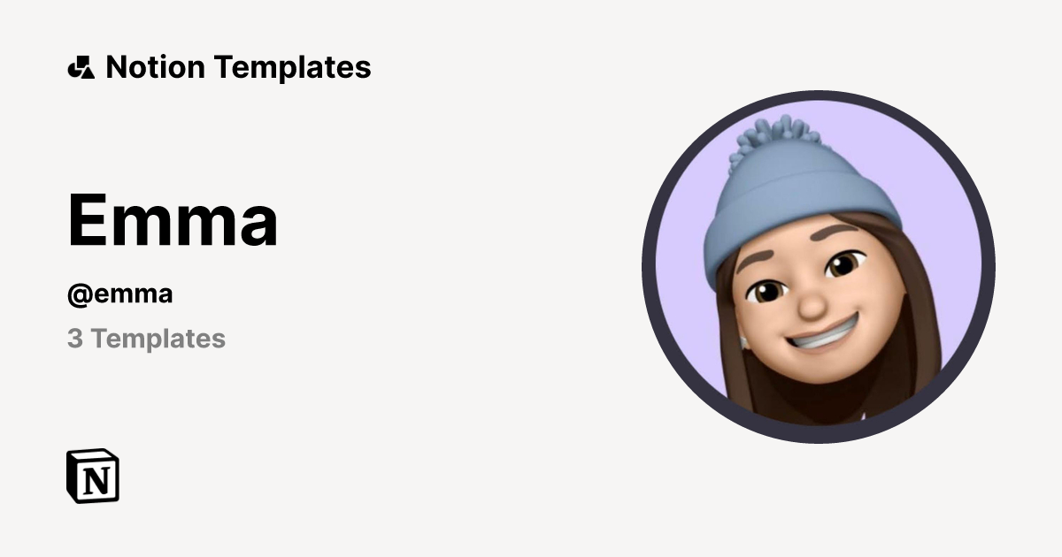 Emma | Template Creator | Notion Marketplace