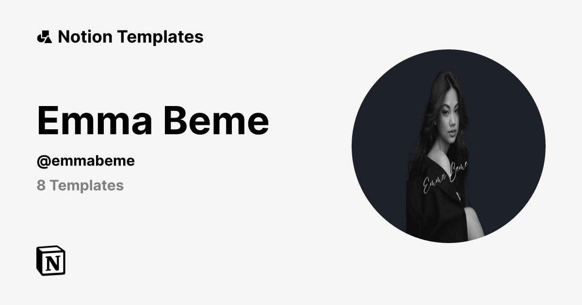 Emma Beme | Template Creator | Notion Marketplace