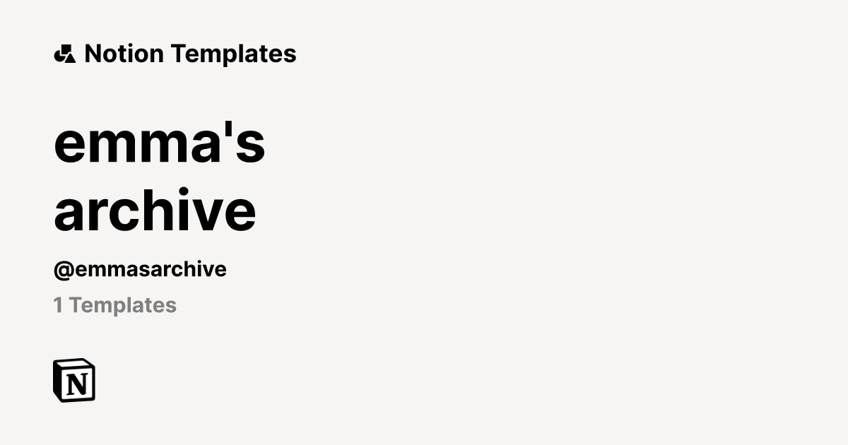 emma's archive | Template Creator | Notion Marketplace