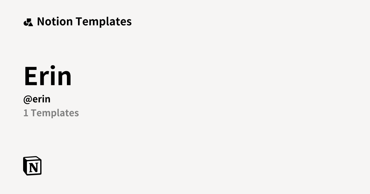 Erin | Template Creator | Notion Marketplace