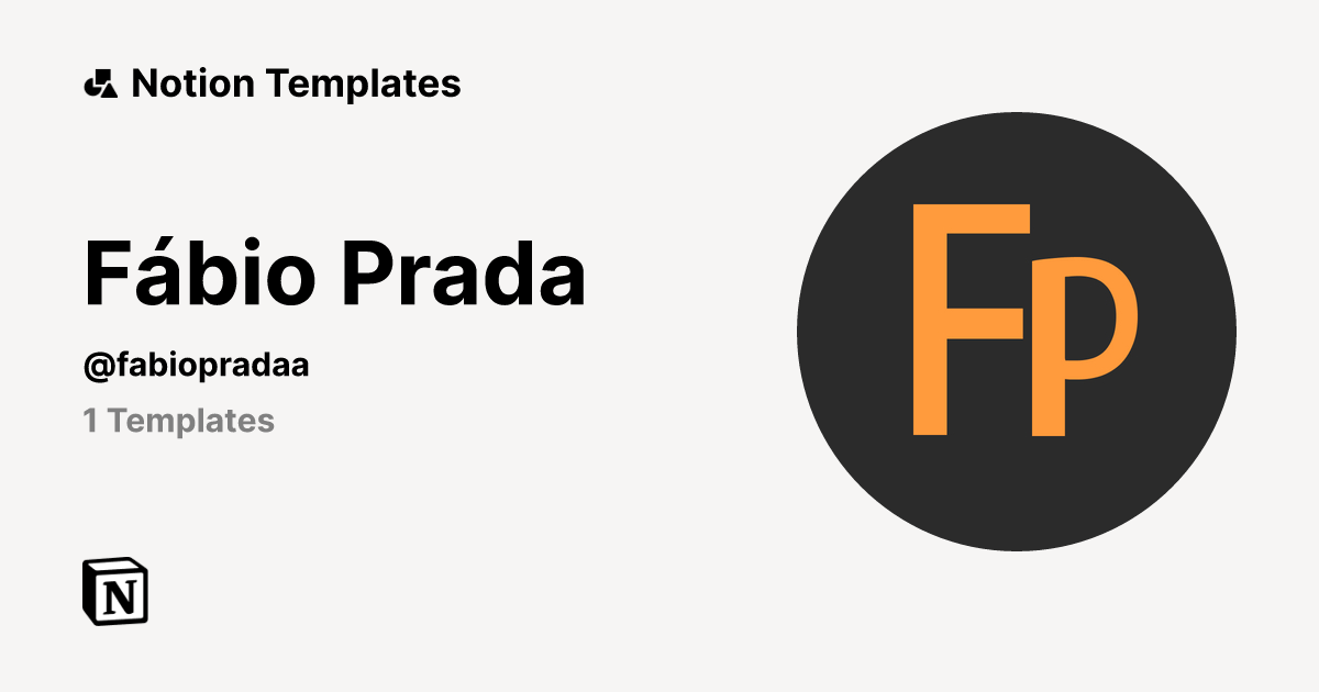 Fábio Prada | Template Creator | Notion Marketplace