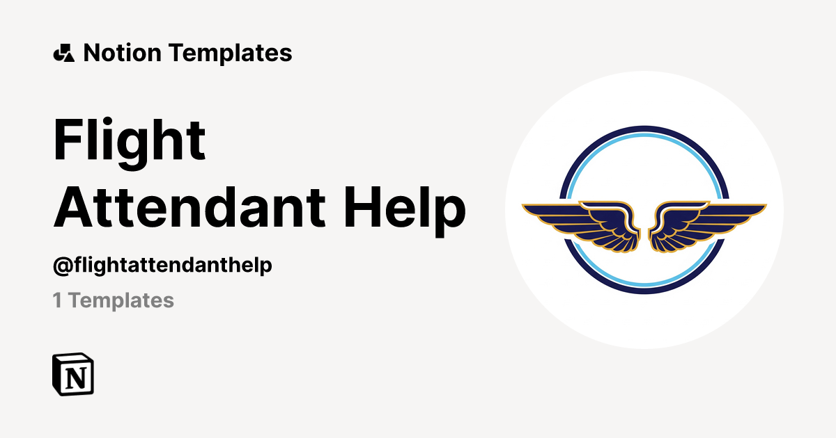 Flight Attendant Help | Template Creator | Notion Marketplace