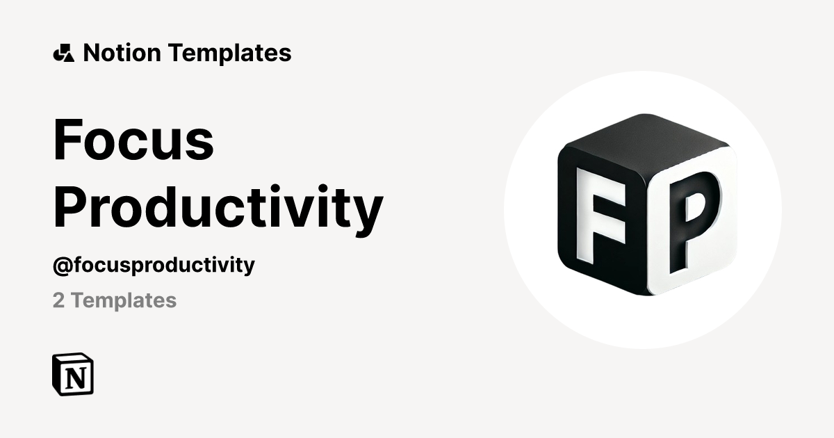Focus Productivity | Template Creator | Notion Marketplace
