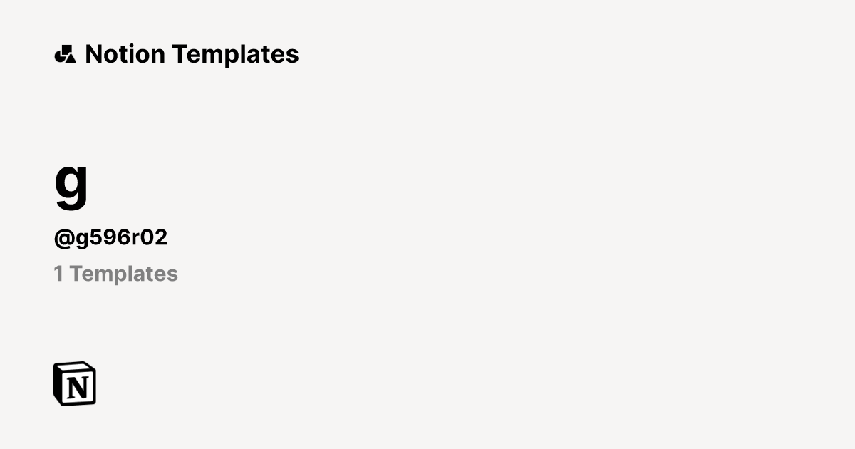 g | Template Creator | Notion Marketplace