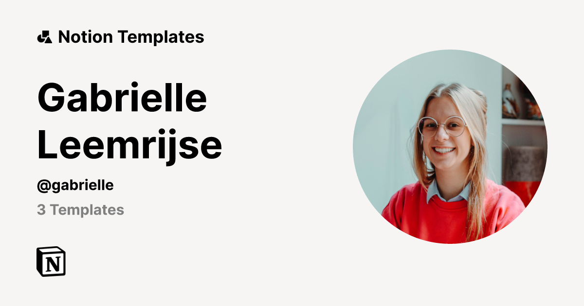 Gabrielle Leemrijse | Template Creator | Notion Marketplace