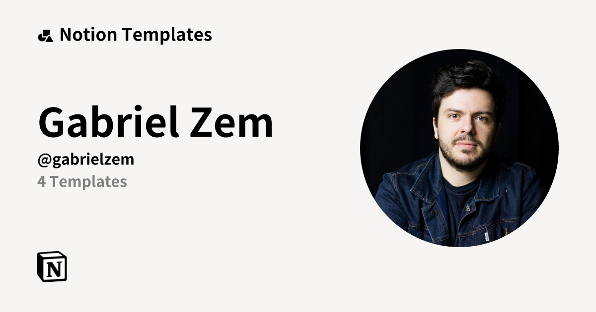 Gabriel Zem | Template Creator | Notion Marketplace