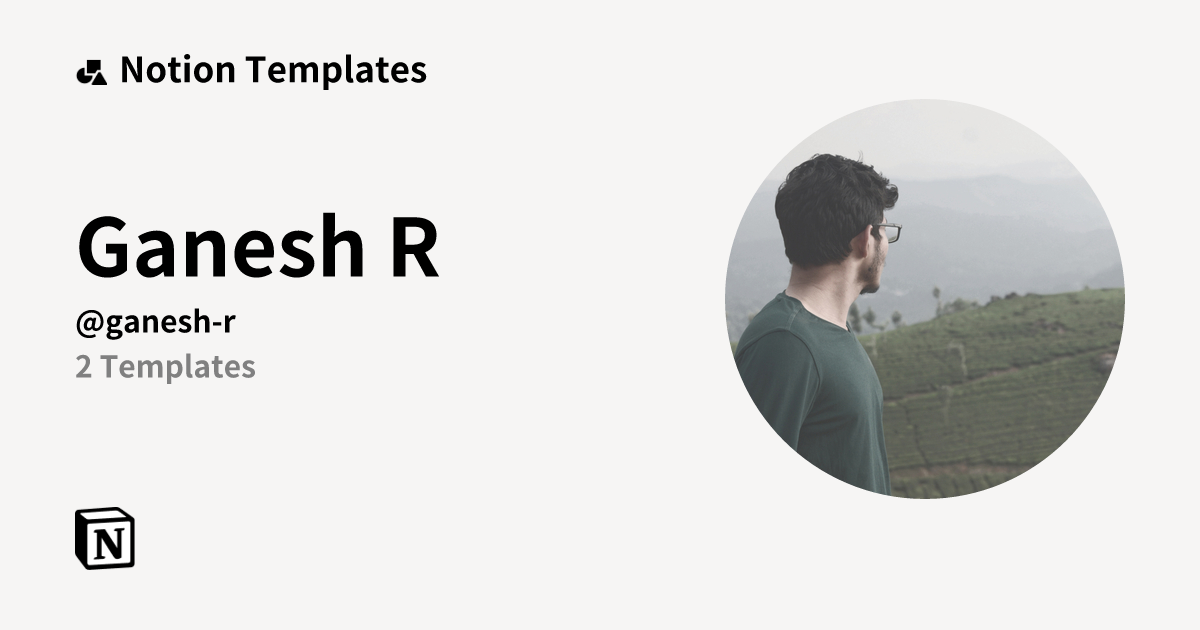 Ganesh R | Template Creator | Notion Marketplace