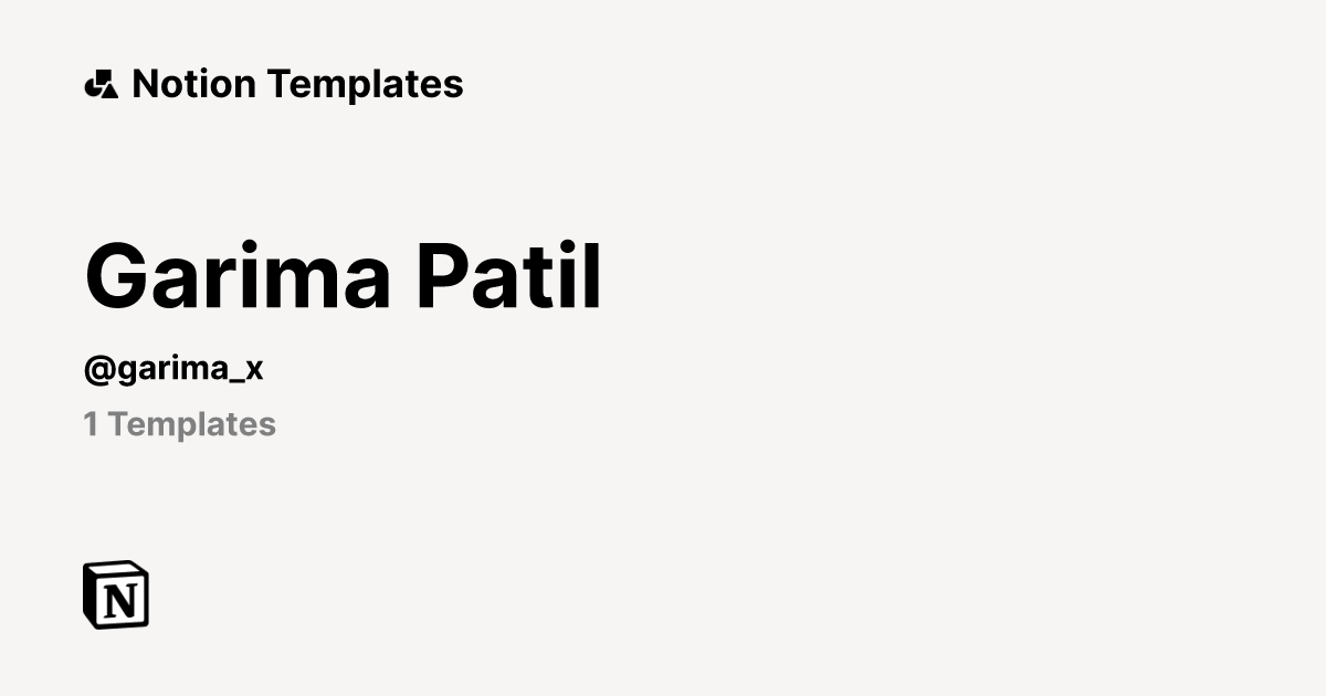 Garima Patil | Template Creator | Notion Marketplace