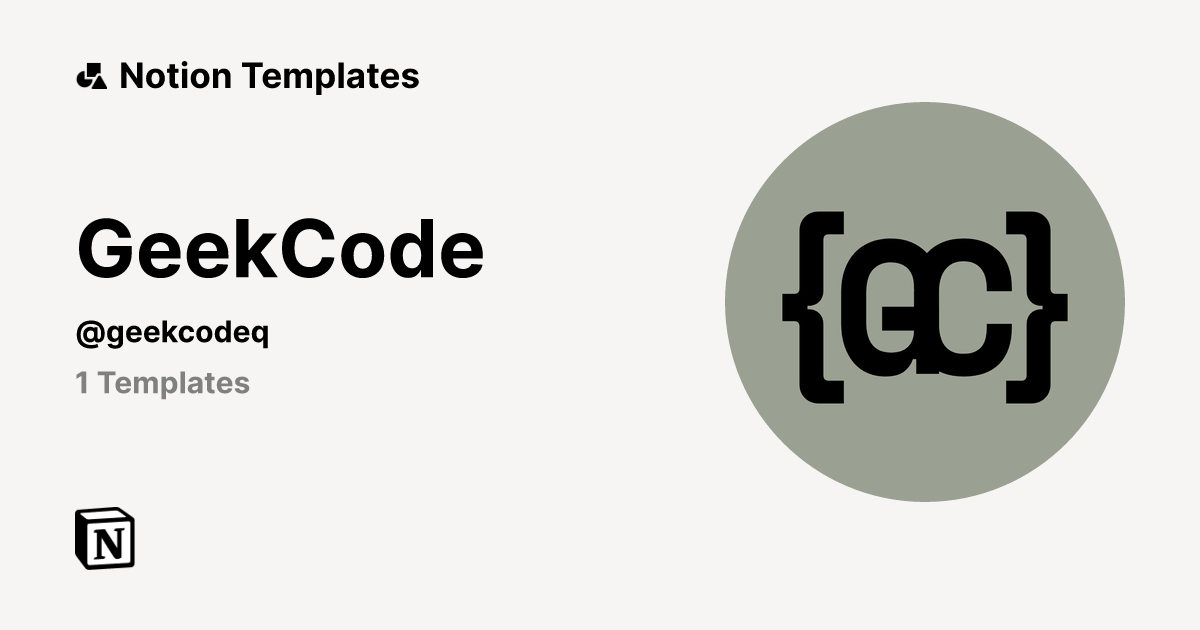 GeekCode | Template Creator | Notion Marketplace