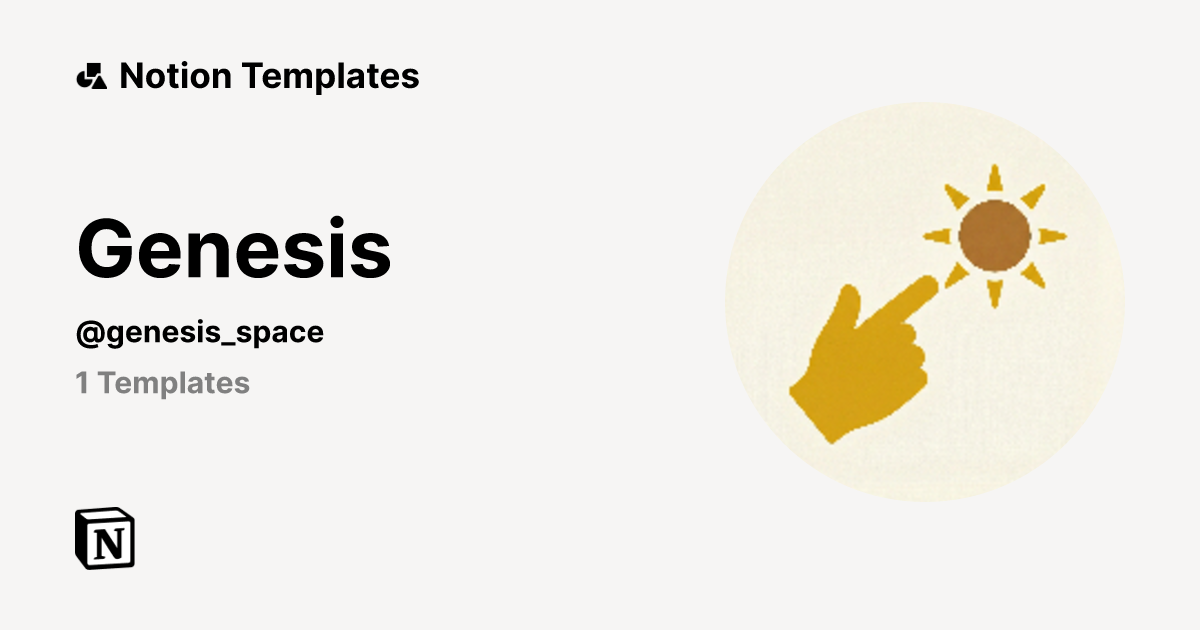 Genesis | Template Creator | Notion Marketplace