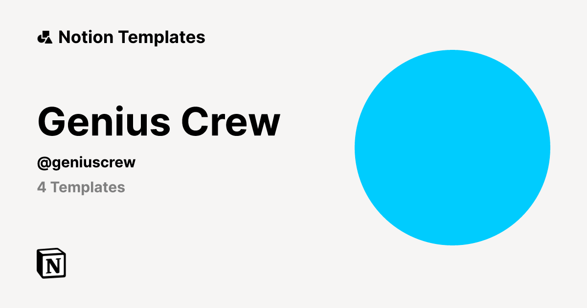 Genius Crew | Template Creator | Notion Marketplace