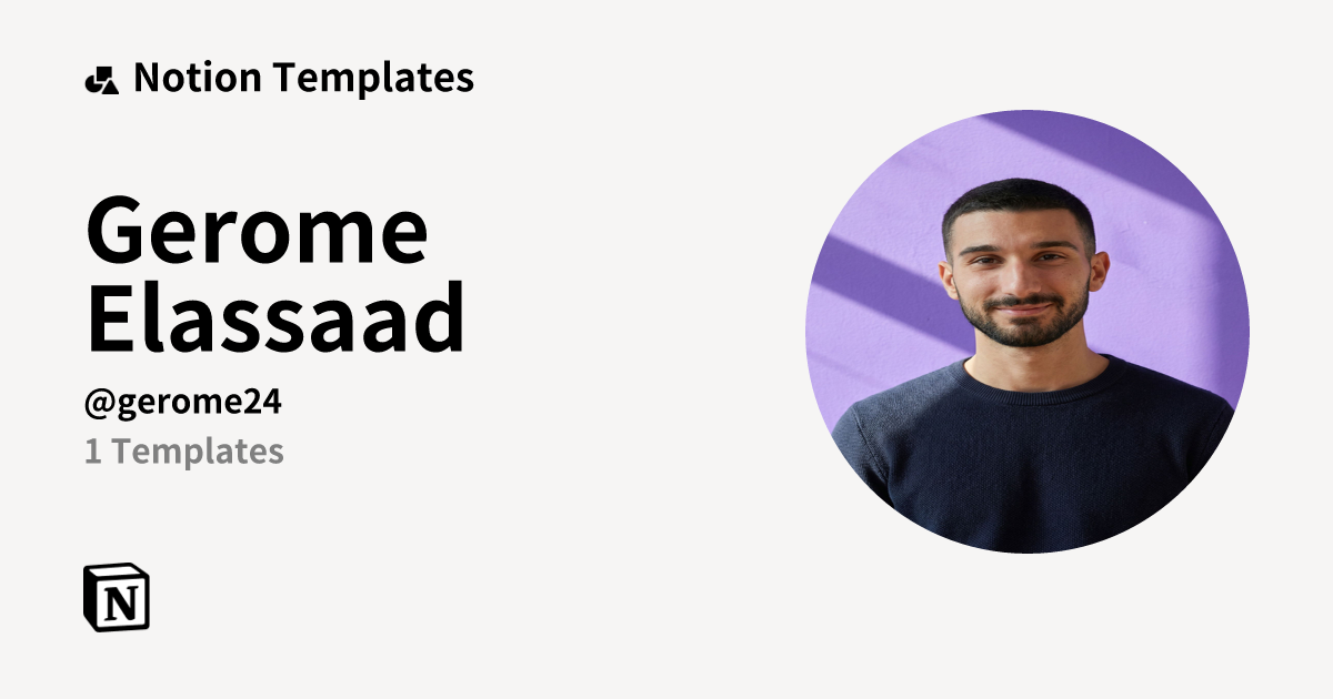 Gerome Elassaad | Template Creator | Notion Marketplace