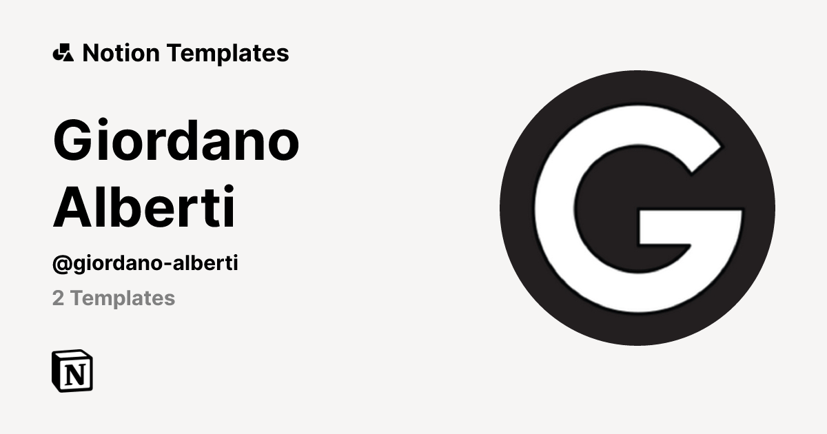 Giordano Alberti | Template Creator | Notion Marketplace