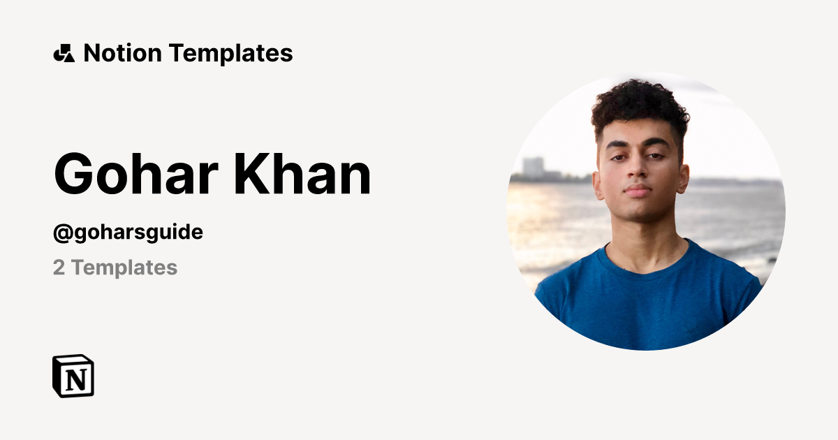Gohar Khan | Template Creator | Notion Marketplace