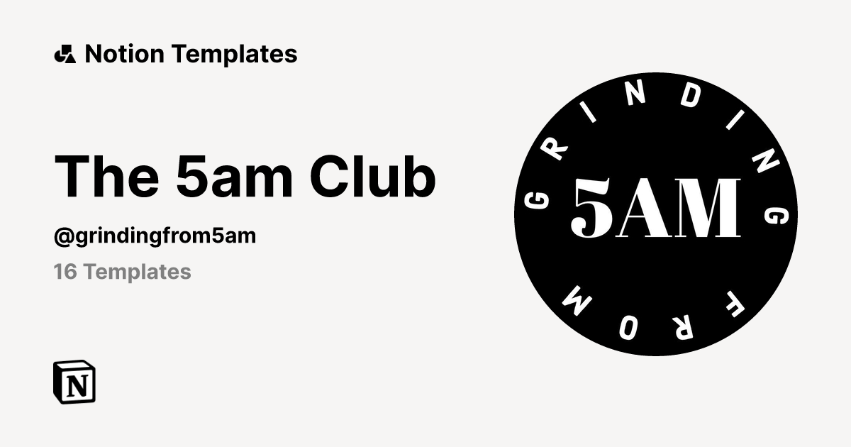 The 5am Club | Template Creator | Notion Marketplace