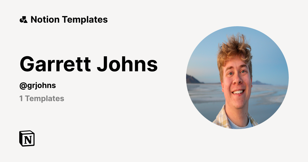 Garrett Johns | Template Creator | Notion Marketplace