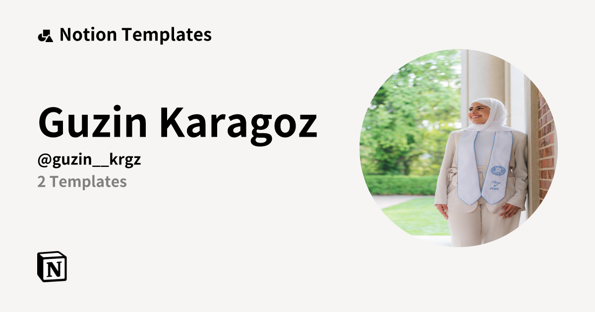 Guzin Karagoz | Template Creator | Notion Marketplace