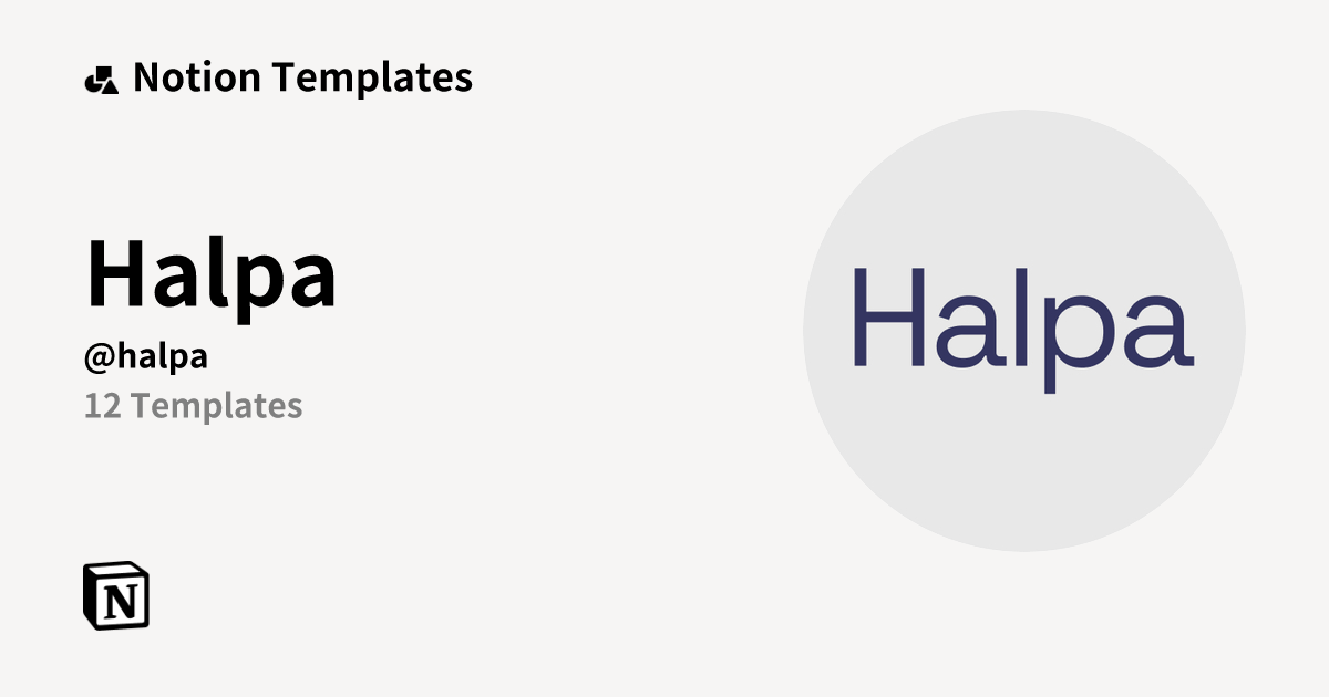 Halpa | Template Creator | Notion Marketplace