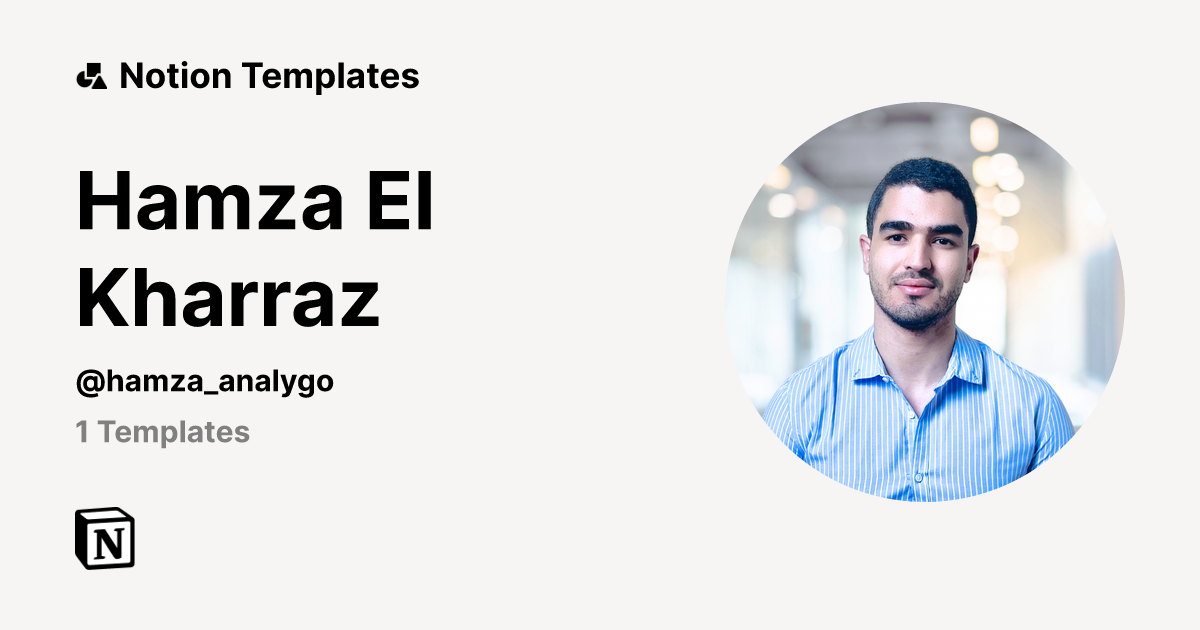 Hamza El Kharraz | Template Creator | Notion Marketplace