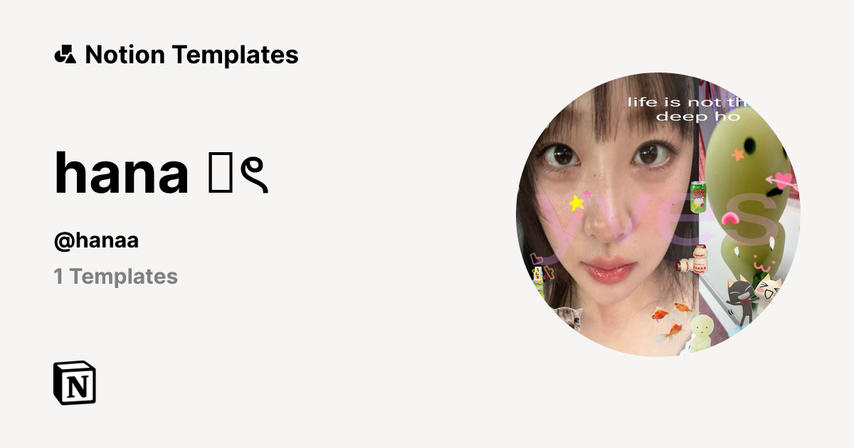 hana 𝜗ৎ | Template Creator | Notion Marketplace