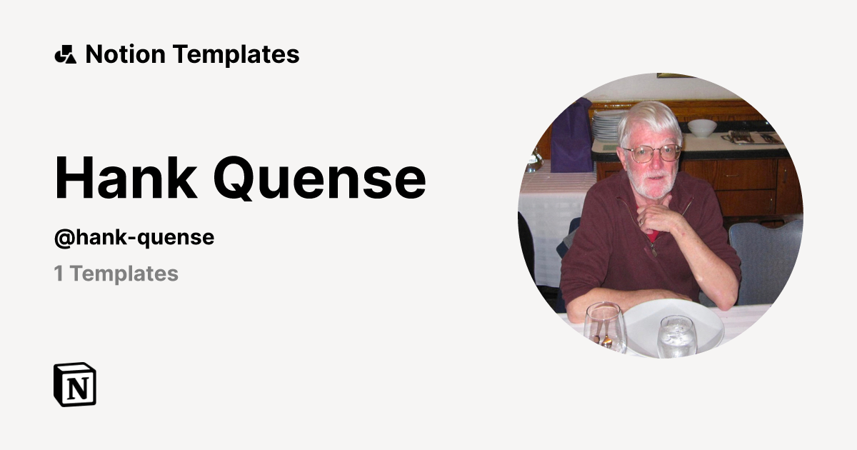 Hank Quense | Template Creator | Notion Marketplace