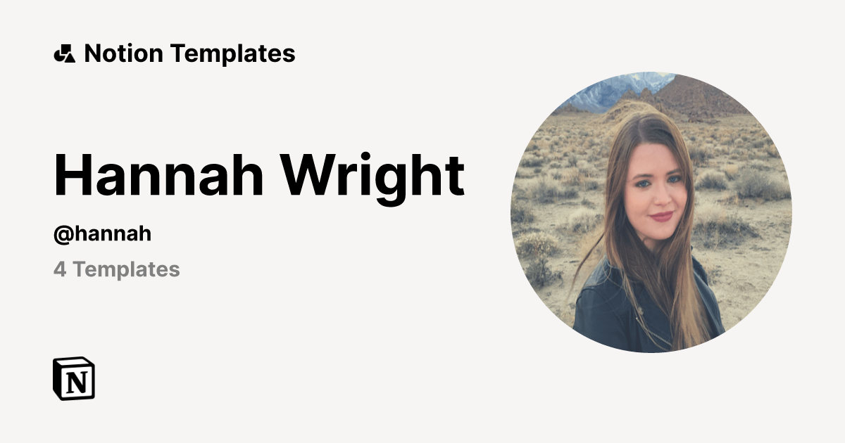 Hannah Wright | Template Creator | Notion Marketplace