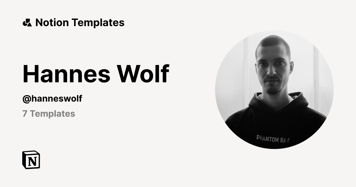 Hannes Wolf | Template Creator | Notion Marketplace