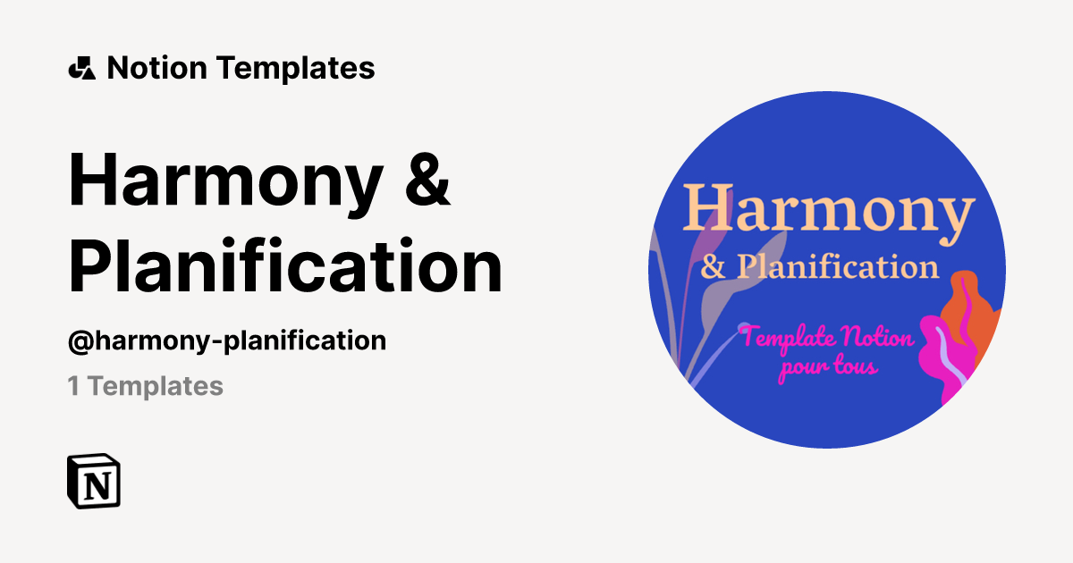 Harmony & Planification | Template Creator | Notion Marketplace