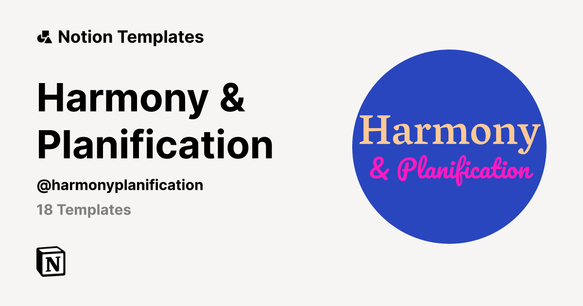 Harmony & Planification | Template Creator | Notion Marketplace