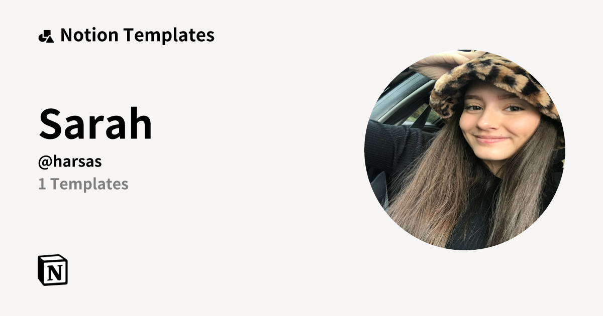 Sarah | Template Creator | Notion Marketplace