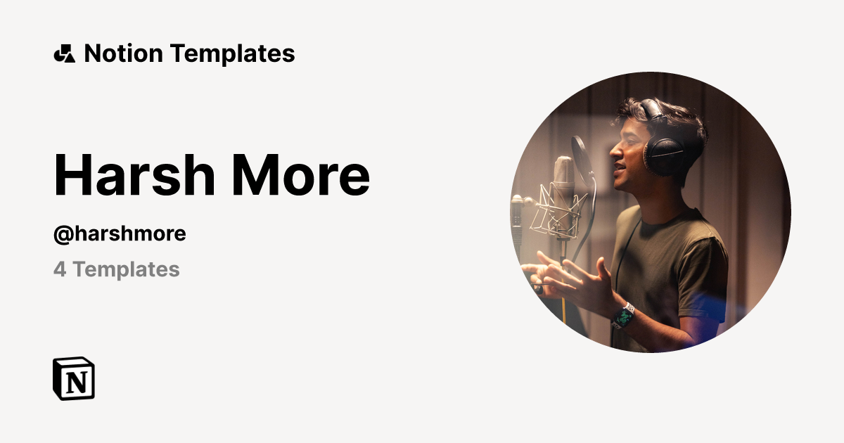 Harsh More | Template Creator | Notion Marketplace