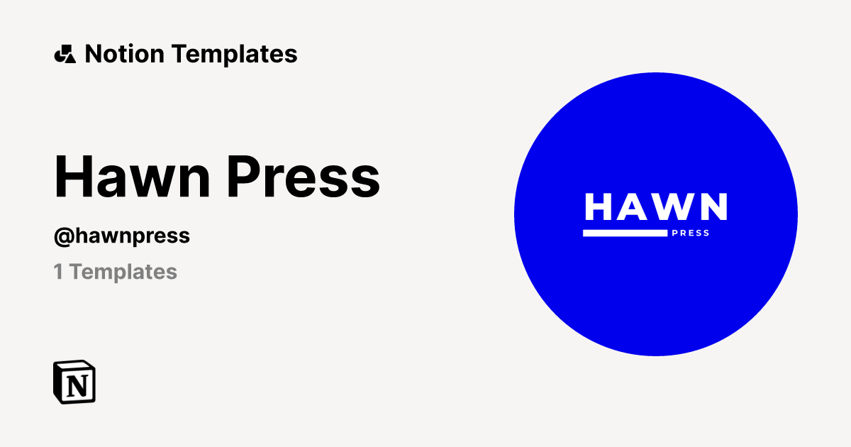 Hawn Press | Template Creator | Notion Marketplace