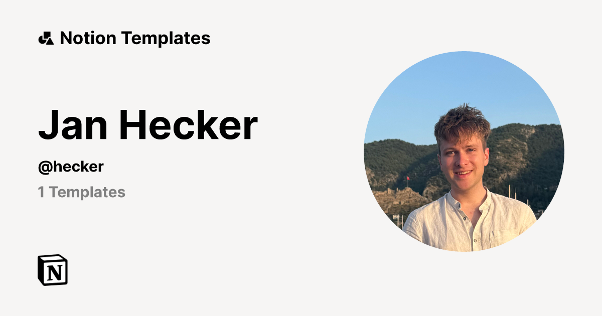 Jan Hecker | Template Creator | Notion Marketplace