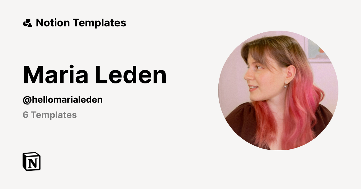 Maria Leden | Template Creator | Notion Marketplace