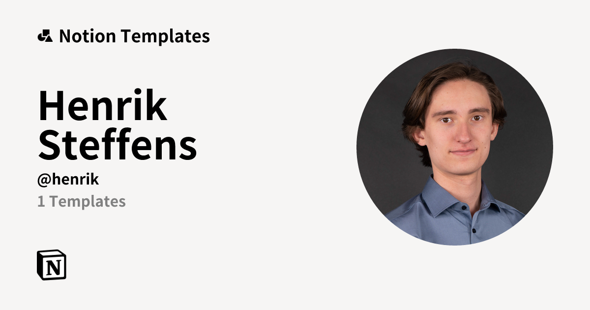 Henrik Steffens | Template Creator | Notion Marketplace