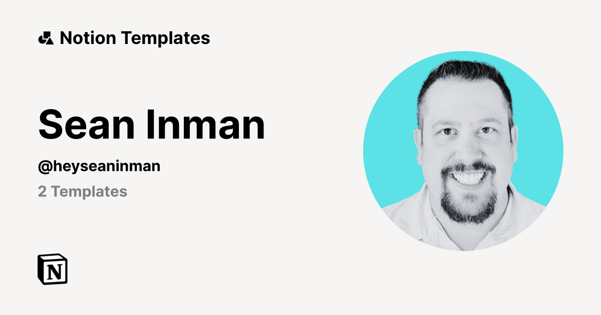 Sean Inman | Template Creator | Notion Marketplace