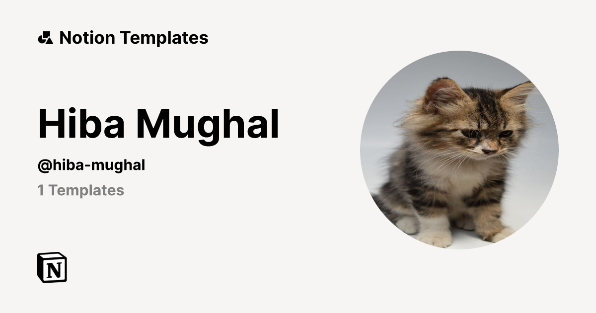 Hiba Mughal | Template Creator | Notion Marketplace
