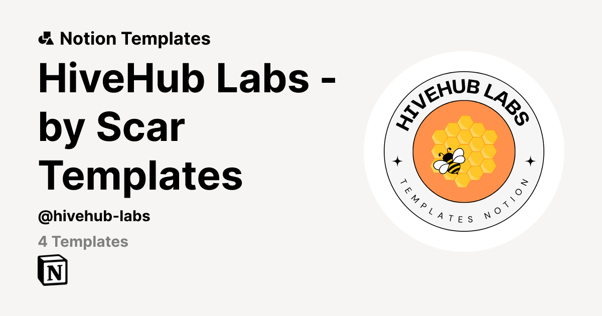 HiveHub Labs - by Scar Templates | Template Creator | Notion Marketplace