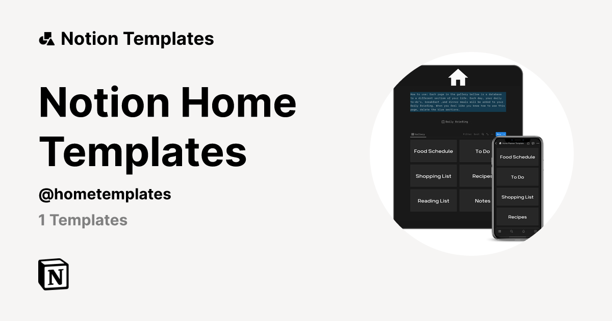 Notion Home Templates | Template Creator | Notion Marketplace