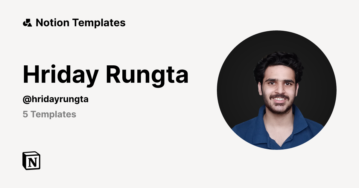 Hriday Rungta Template Creator Notion Marketplace
