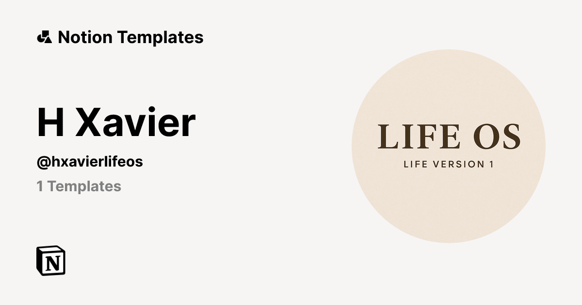 H Xavier | Template Creator | Notion Marketplace